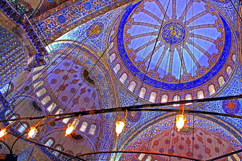 Inside Blue Mosque in Istanbul, Turkey Stock Image - Image of night ...