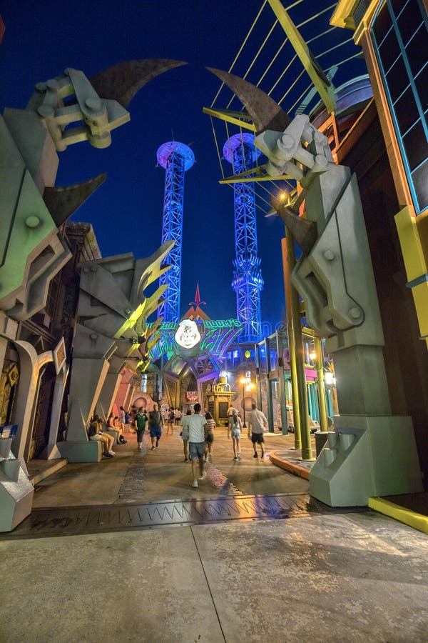 Inside the Islands of Adventure Park at Night Time Editorial Stock ...