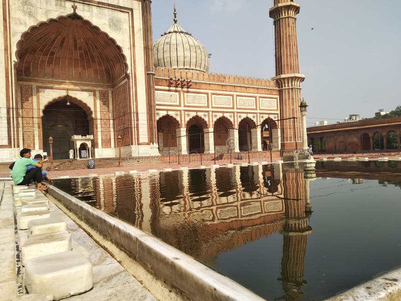 Inside Jama Masjid Mosque Complex Old Delhi India Photo Copyright Stock ...