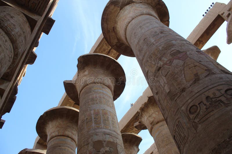 Beautiful Decorated Columns Inside Karnak Temple Stock Image - Image of ...