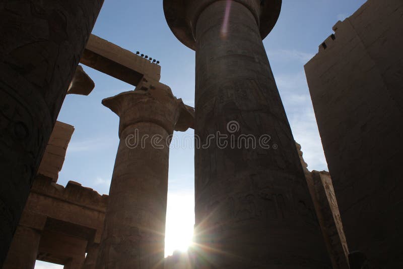 Beautiful Decorated Columns Inside Karnak Temple Stock Photo - Image of ...