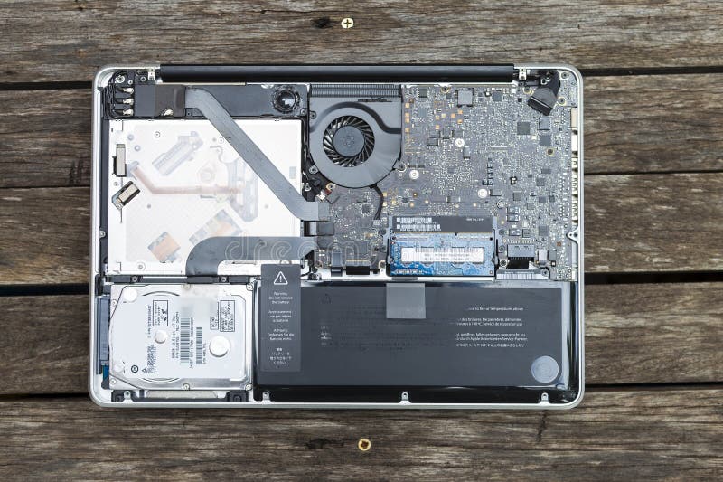 Inside of Laptop Personal Computer. Motherboard and DDR RAM Memory ...