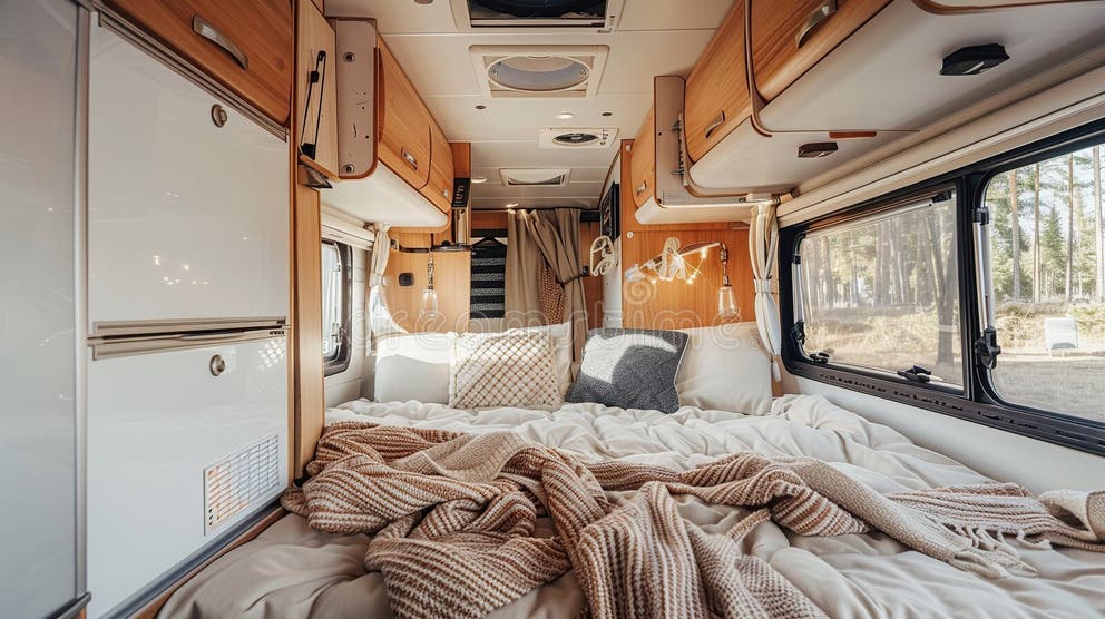 Inside of a Large Camper. Generative Ai Stock Illustration - Illustration of flat, lodging ...
