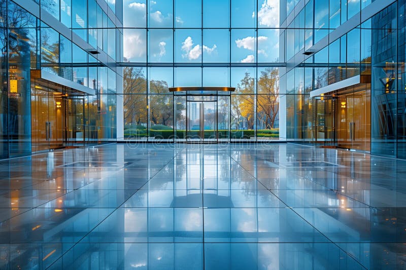 The Inside of a Large Glass Building with a Lot of Windows Stock Photo ...