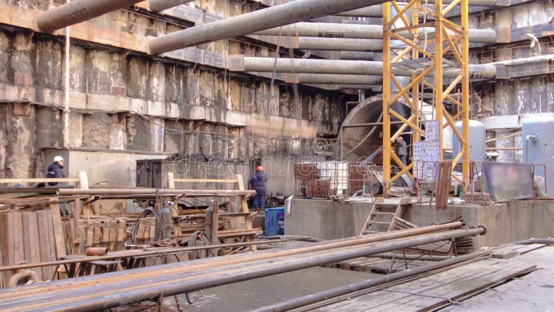 A Large Huge Ditch Pit Tunnel Timelapse at the Construction Site of the ...
