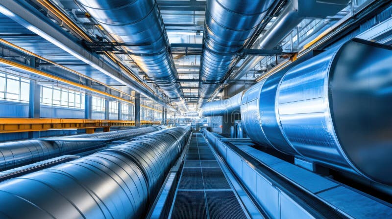 Industrial Facility Showcasing Extensive Steel Piping Systems and ...