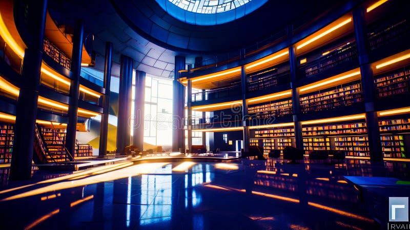 The Inside of Large Library with Skylight in the Middle of it ...