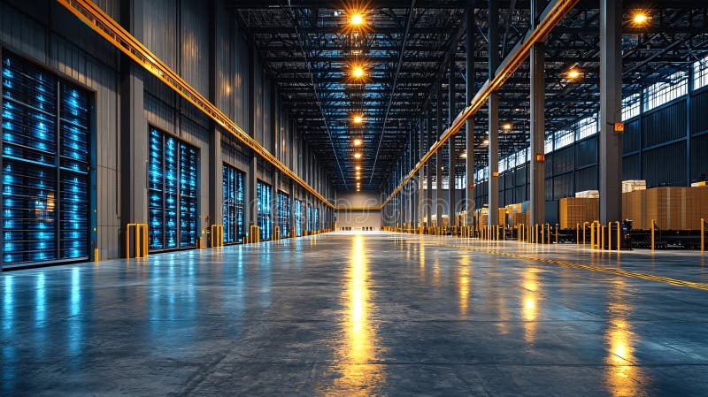 Inside a Large Modern Warehouse Stock Illustration - Illustration of ...