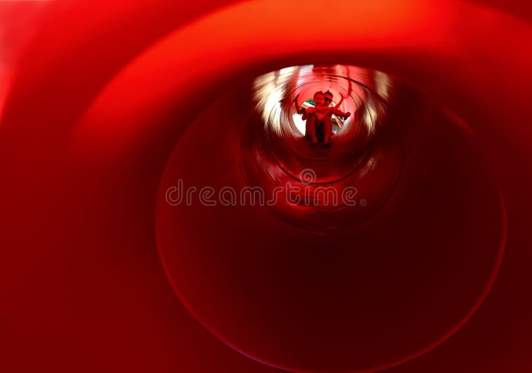 The Inside of a Large Red Chute Stock Photo - Image of shiny, indoor ...