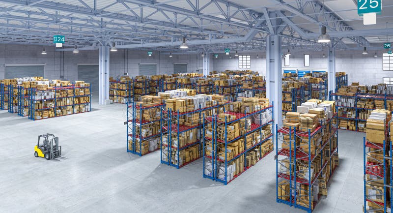 Inside a Large Warehouse Full of Goods Stock Illustration ...