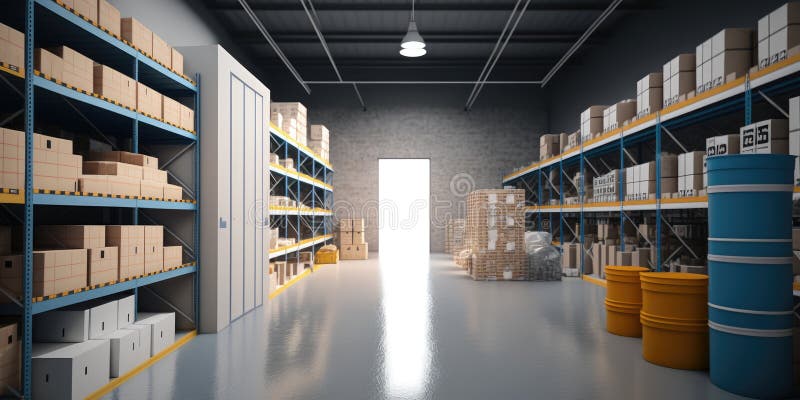 Inside a Large Warehouse for Goods Distribution and Logistics Stock ...