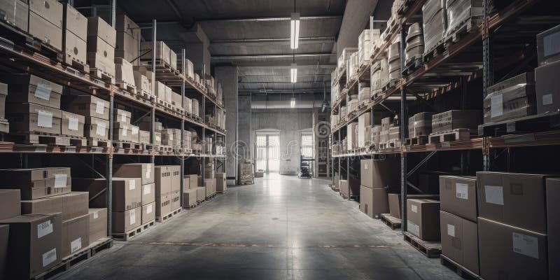 Inside a Large Warehouse for Goods Distribution and Logistics Stock ...