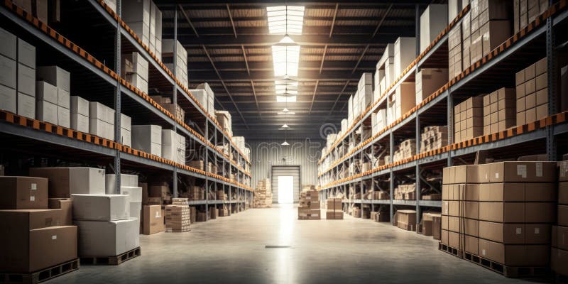 Inside a Large Warehouse for Goods Distribution and Logistics Stock ...