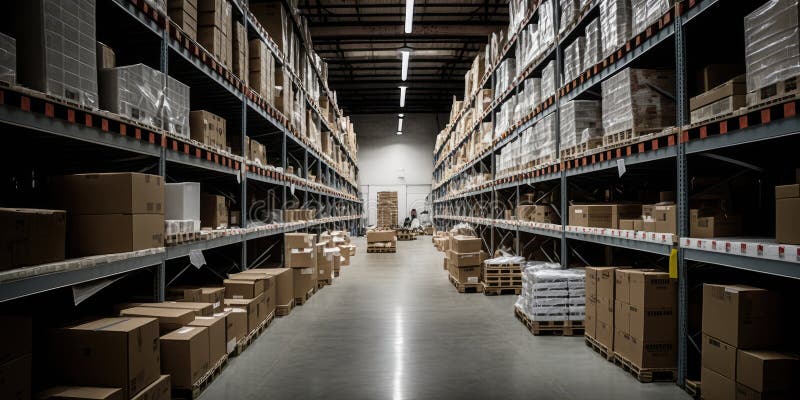 Inside a Large Warehouse for Goods Distribution and Logistics Stock ...