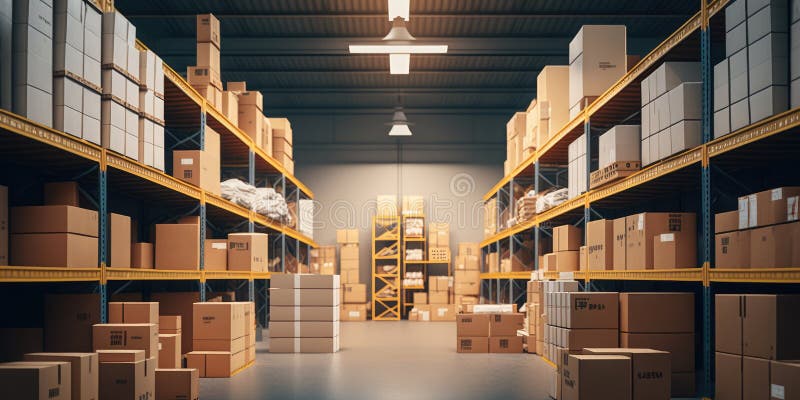 Inside a Large Warehouse for Goods Distribution and Logistics Stock ...