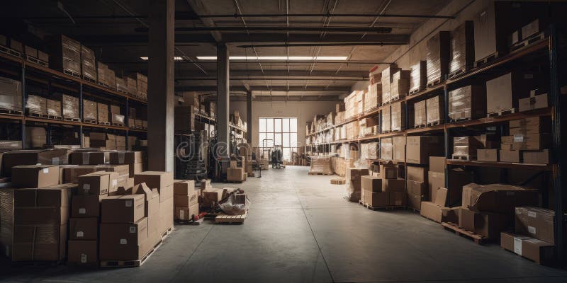 Inside a Large Warehouse for Goods Distribution and Logistics Stock ...