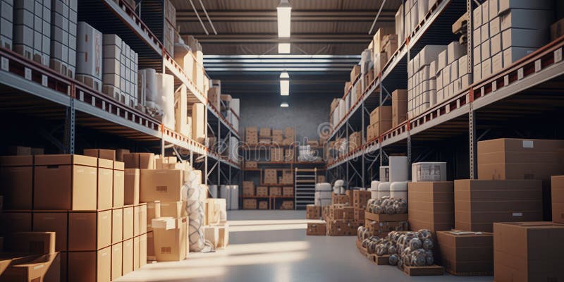 Inside a Large Warehouse for Goods Distribution and Logistics Stock ...