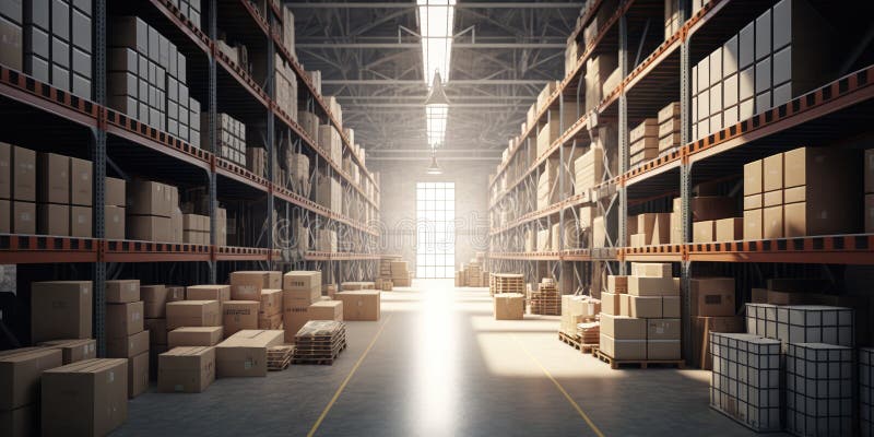 Inside a Large Warehouse for Goods Distribution and Logistics Stock ...