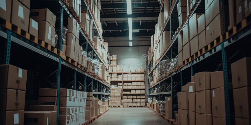 Inside a Large Warehouse for Goods Distribution and Logistics Stock ...