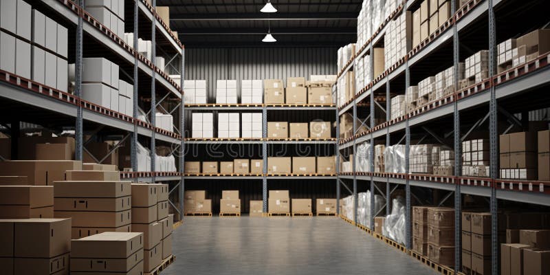 Inside a Large Warehouse for Goods Distribution and Logistics Stock ...