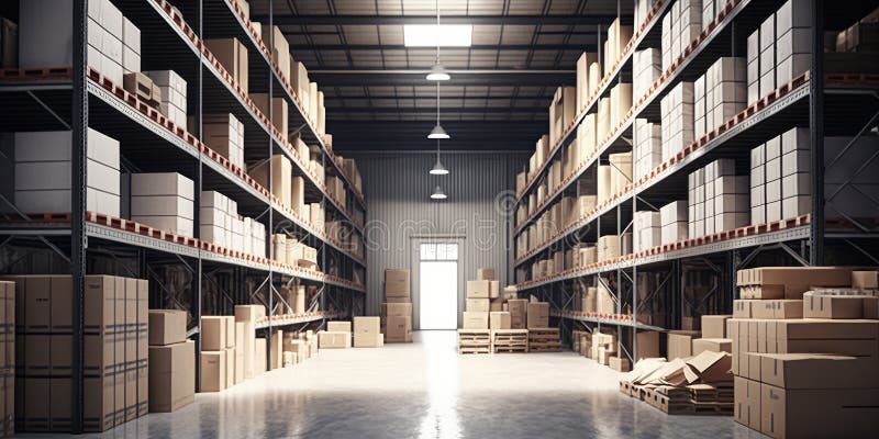 Inside a Large Warehouse for Goods Distribution and Logistics Stock ...