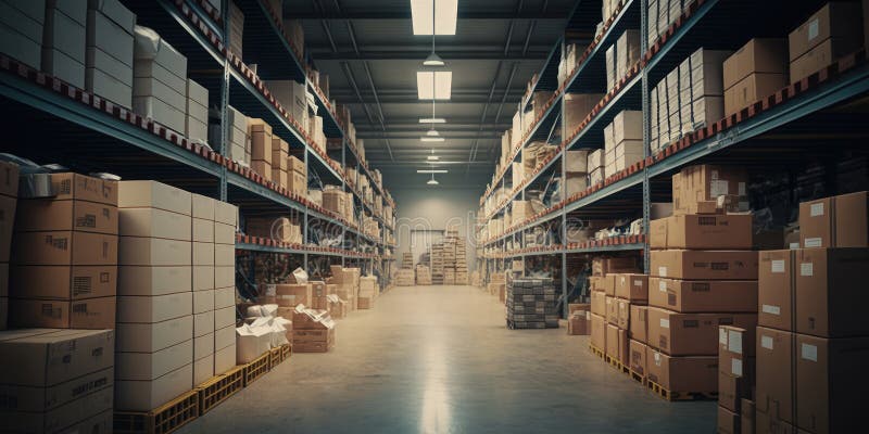 Inside a Large Warehouse for Goods Distribution and Logistics Stock ...