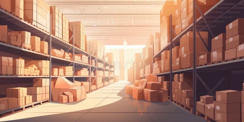 Inside a Large Warehouse for Goods Distribution and Logistics Stock ...