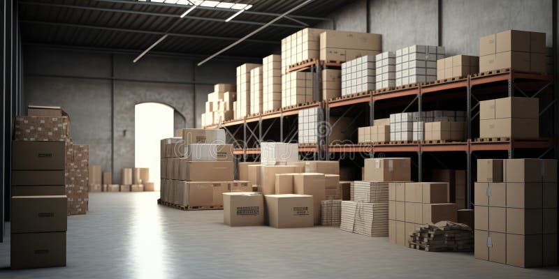 Inside a Large Warehouse for Goods Distribution and Logistics Stock ...