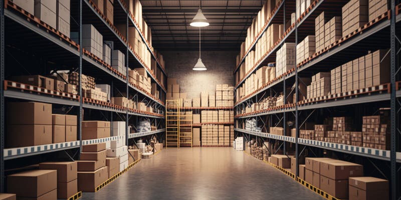 Inside a Large Warehouse for Goods Distribution and Logistics Stock ...