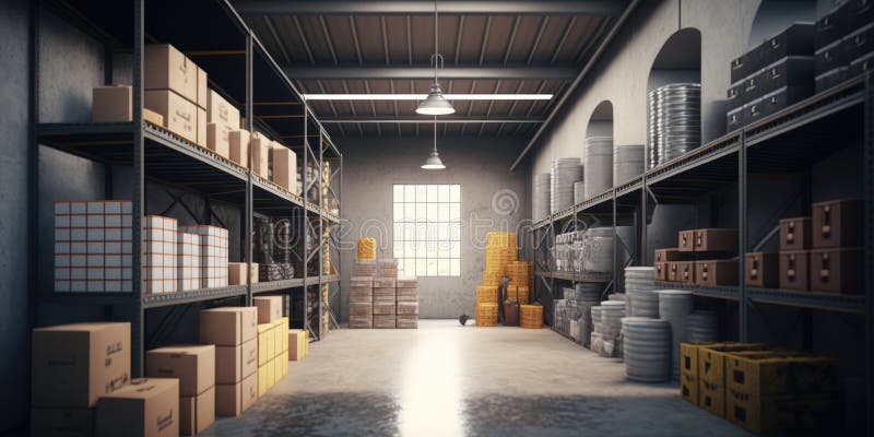 Inside a Large Warehouse for Goods Distribution and Logistics Stock ...