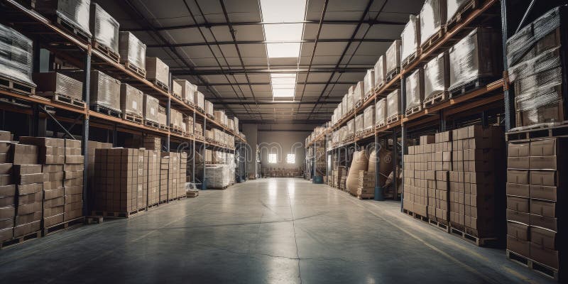 Inside a Large Warehouse for Goods Distribution and Logistics Stock ...