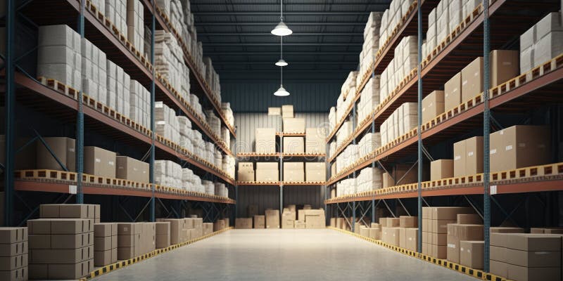 Inside a Large Warehouse for Goods Distribution and Logistics Stock ...