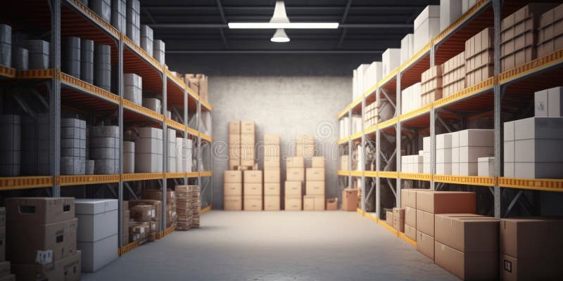 Inside a Large Warehouse for Goods Distribution and Logistics Stock ...