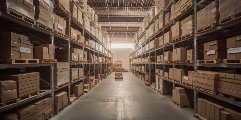 Inside a Large Warehouse for Goods Distribution and Logistics Stock ...