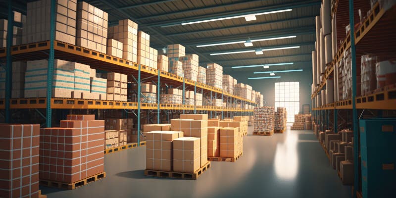 Inside a Large Warehouse for Goods Distribution and Logistics Stock ...
