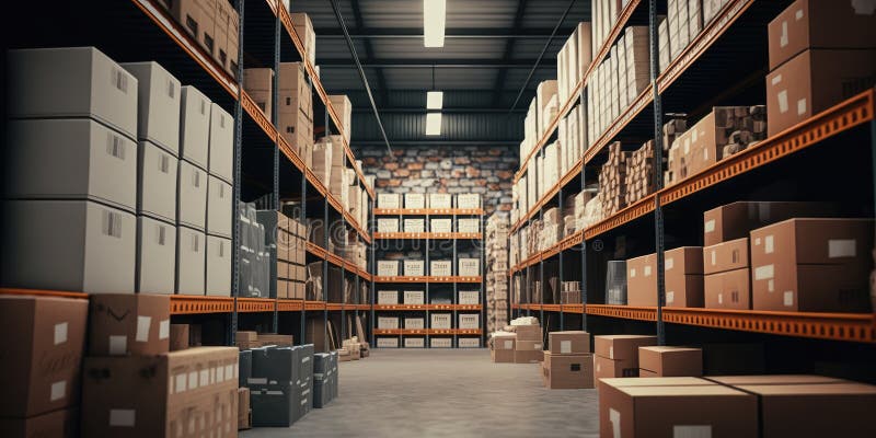 Inside a Large Warehouse for Goods Distribution and Logistics Stock ...