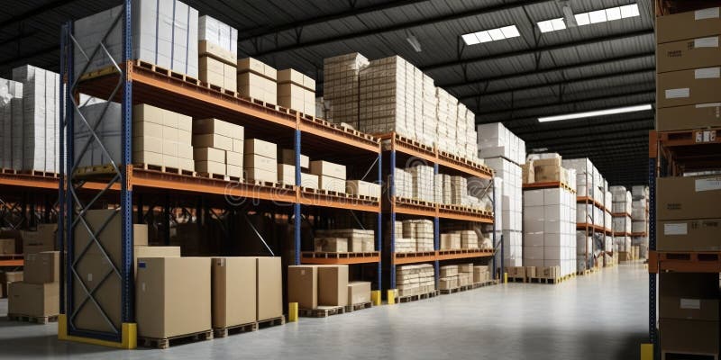 Inside a Large Warehouse for Goods Distribution and Logistics Stock ...