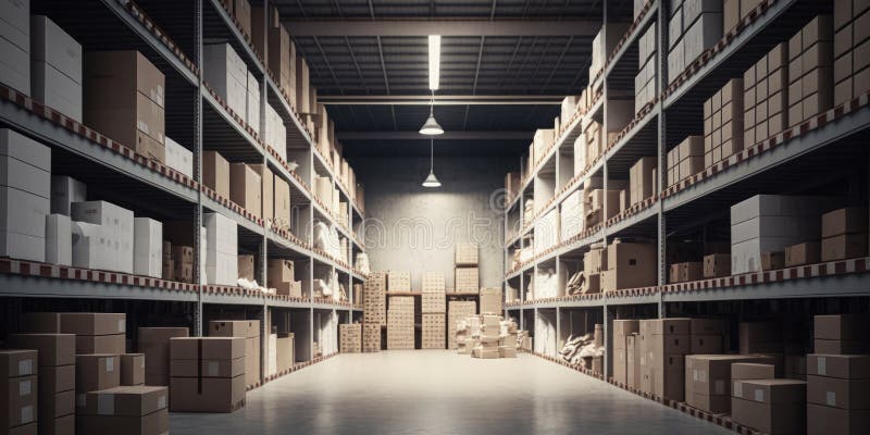 Inside a Large Warehouse for Goods Distribution and Logistics Stock ...