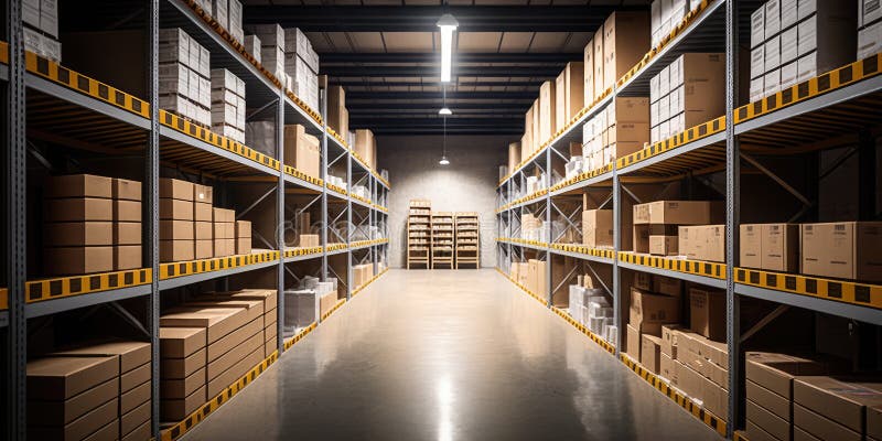 Inside a Large Warehouse for Goods Distribution and Logistics Stock ...