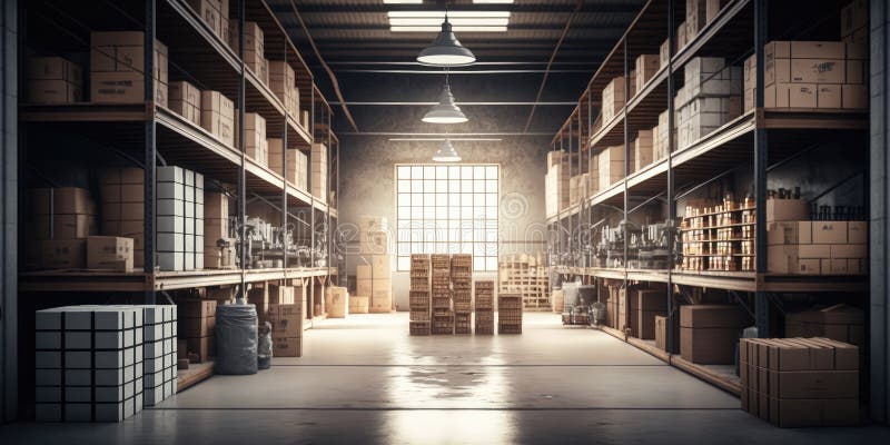 Inside a Large Warehouse for Goods Distribution and Logistics Stock ...