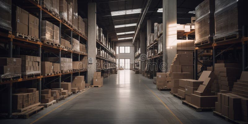 Inside a Large Warehouse for Goods Distribution and Logistics Stock ...