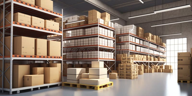 Inside a Large Warehouse for Goods Distribution and Logistics Stock ...