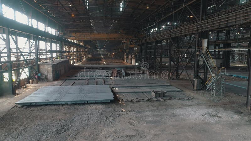 Inside a Large Warehouse at a Metal Production Plant. Span Inside a ...