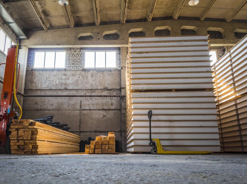 Inside the Large Warehouse. Stock Image - Image of construction, place ...