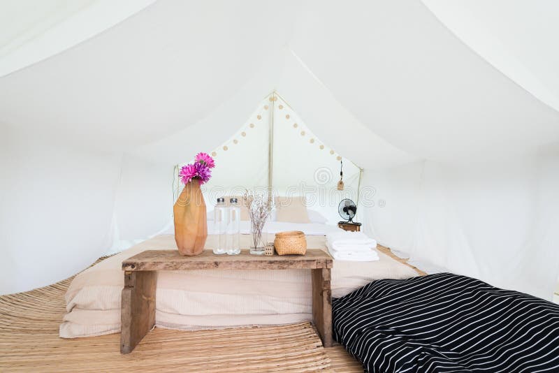 Inside a Large White Tent Camp Stock Photo - Image of inside, camping ...