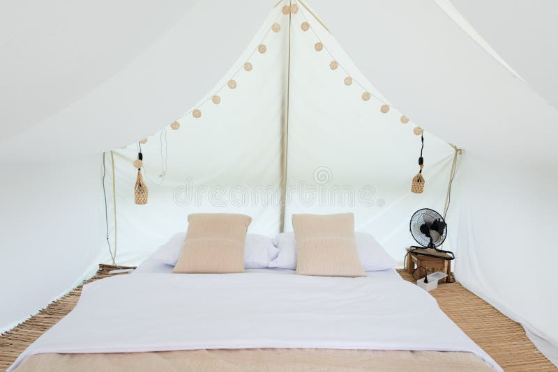 Inside a Large White Tent Camp Stock Image - Image of luxury, interior ...