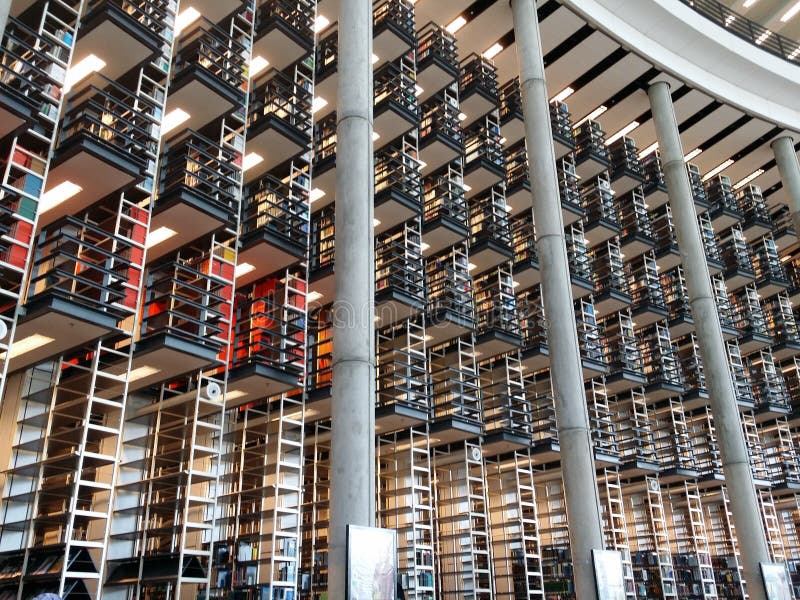 Inside a Library with Books and the Shelfs Stock Image - Image of ...