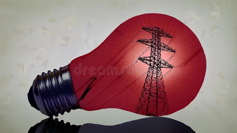 Inside the Light Bulb is a High-voltage Electrical Pole. Editorial ...