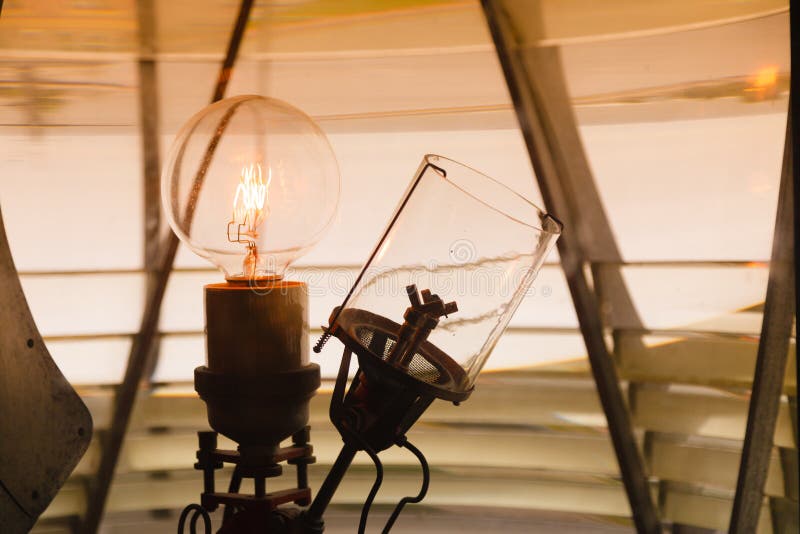 Inside of a Lighthouse Showing the Light Bulb Interior. Stock Photo ...