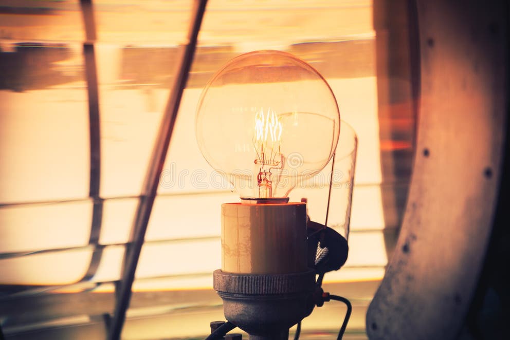 Inside of a Lighthouse Showing the Light Bulb Interior. Stock Image ...